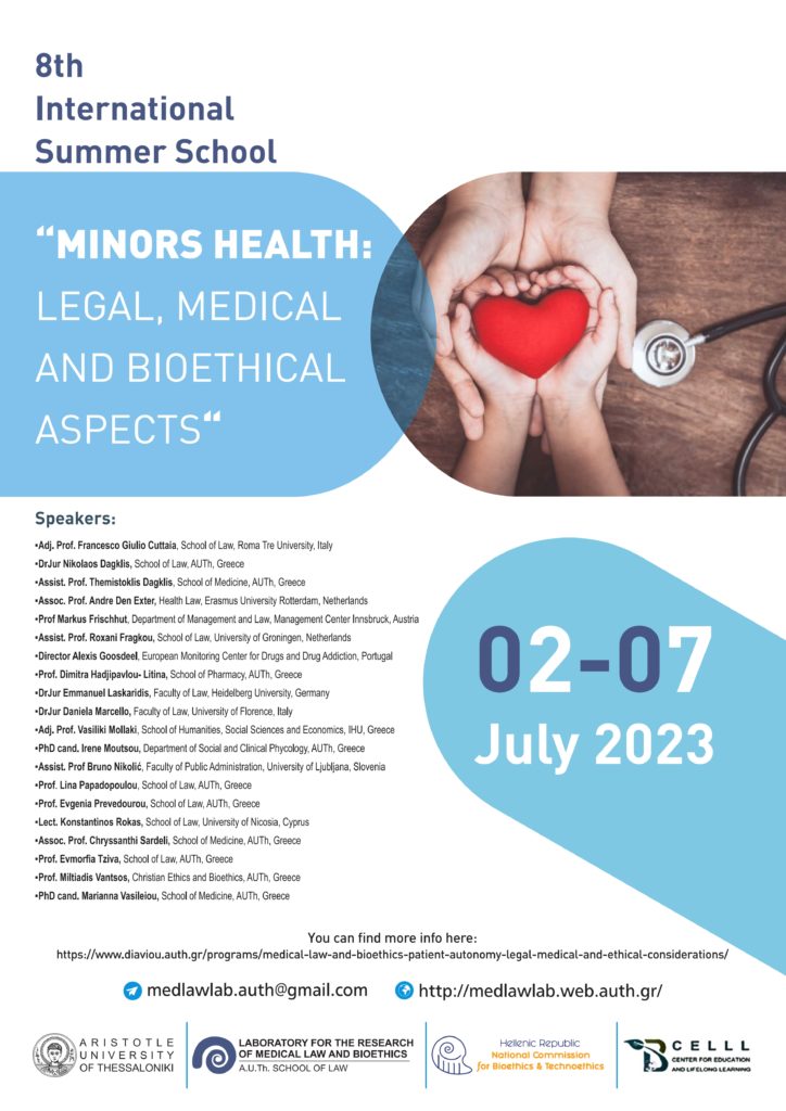 SUMMER SCHOOL 2023 - MINORS HEALTH: LEGAL, MEDICAL AND BIOETHICAL ...
